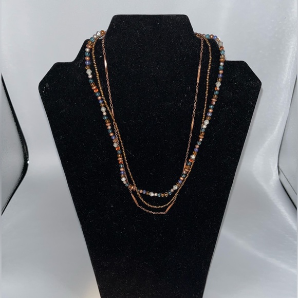 Jewelry | Three Layer Brown Coated Necklace | Poshmark